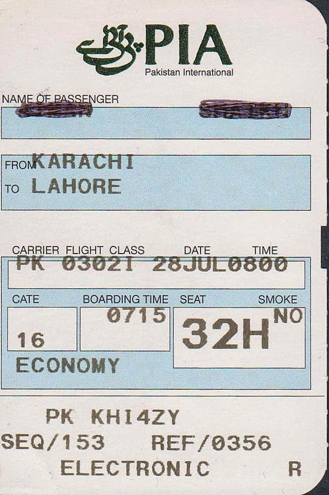 The traveler's drawer: PIA (Pakistan International Airlines). Boarding ...