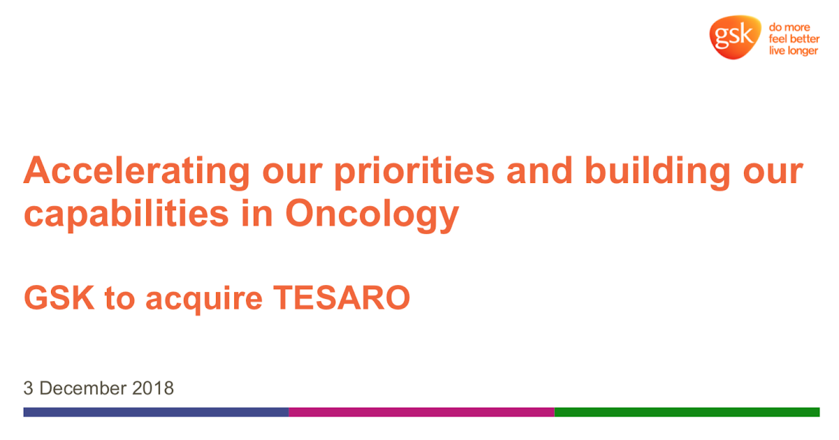 GlaxoSmithKline adquire americana Tesaro por US$ 5,1 bilhões ~ Fusões ...