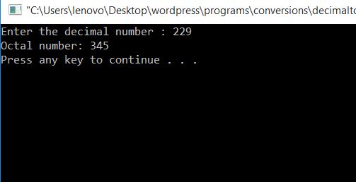 All C Programs: Program 98:Program Convert Decimal to Octal