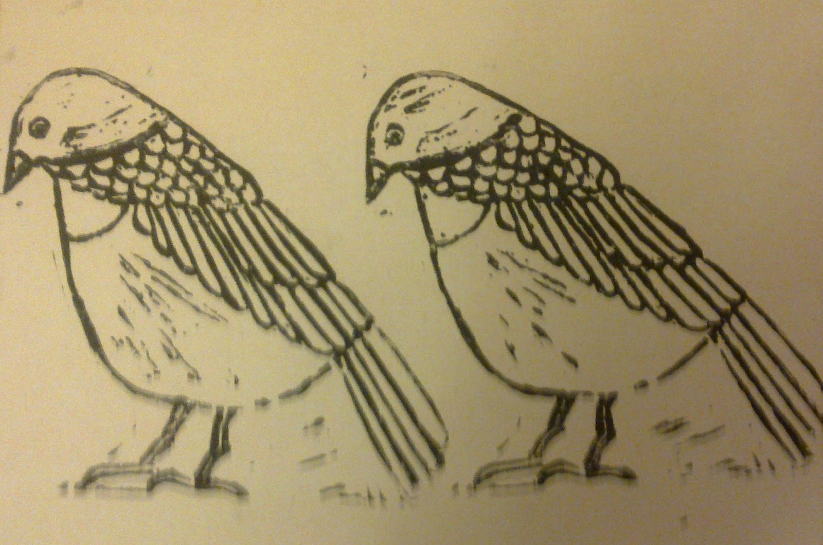 monique's mess: lino printing - birds