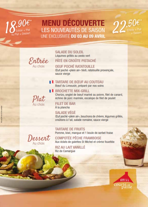 Nous avons testé la nouvelle Carte Printemps du Restaurant Courtepaille ...