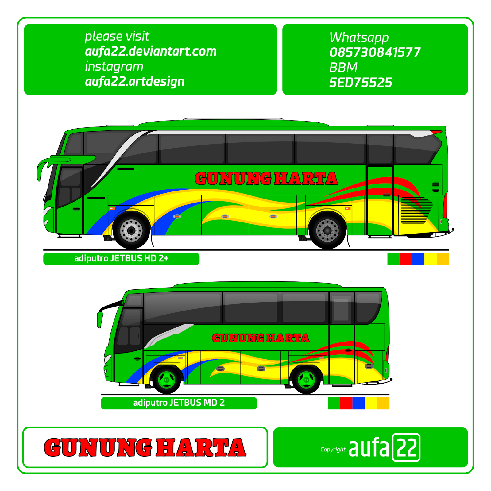 Jasa Desain Livery Bus dan Mobil: Desain Livery Bus GUNUNG HARTA Denpasar