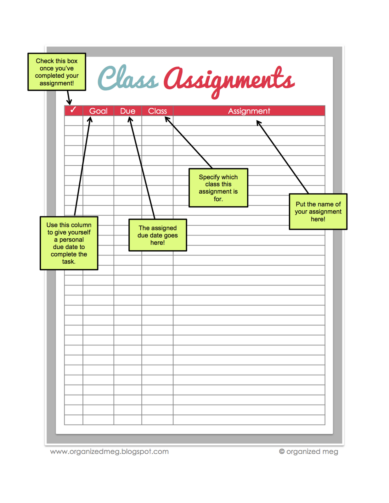Organized Meg: Printables: Revised