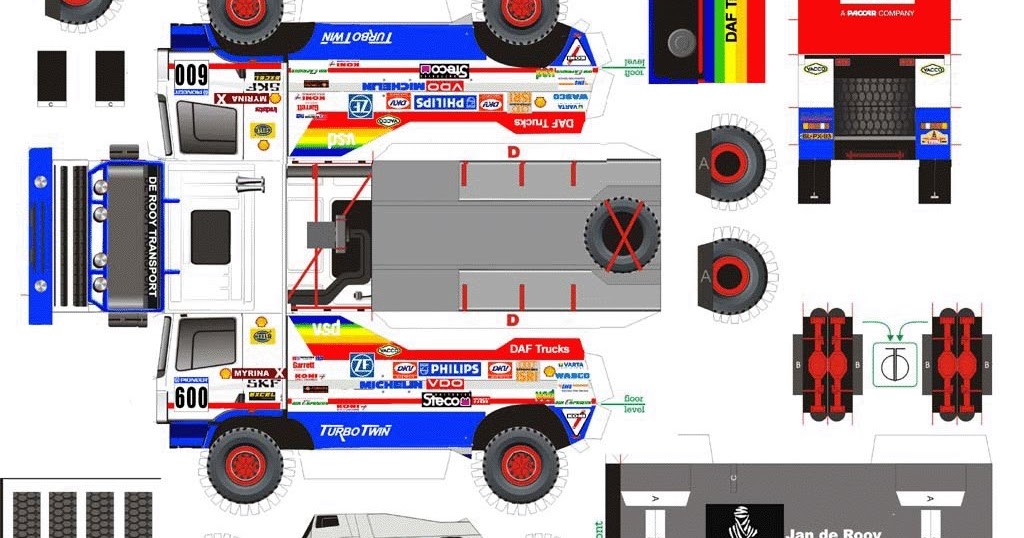 SP. Papel Modelismo: PaperCraft - DAF 1988 - TURBO 95 X1 - Jan de Rooy