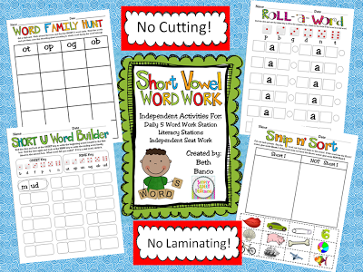 Simply SWEET TEAching: Short Vowel Word Work Activities Pack (aka NO ...