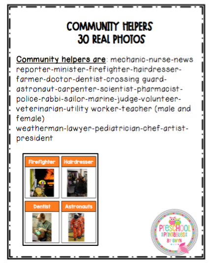 Community Helpers Real Photos ~ Preschool Printables