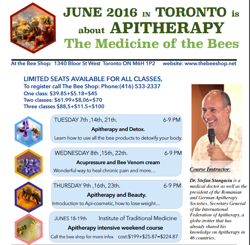 Apitherapy News: Apitherapy Classes in Toronto, Canada
