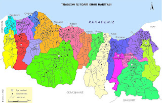 Trabzon İli İdari Sınır Haritası - Coğrafya Haritaları