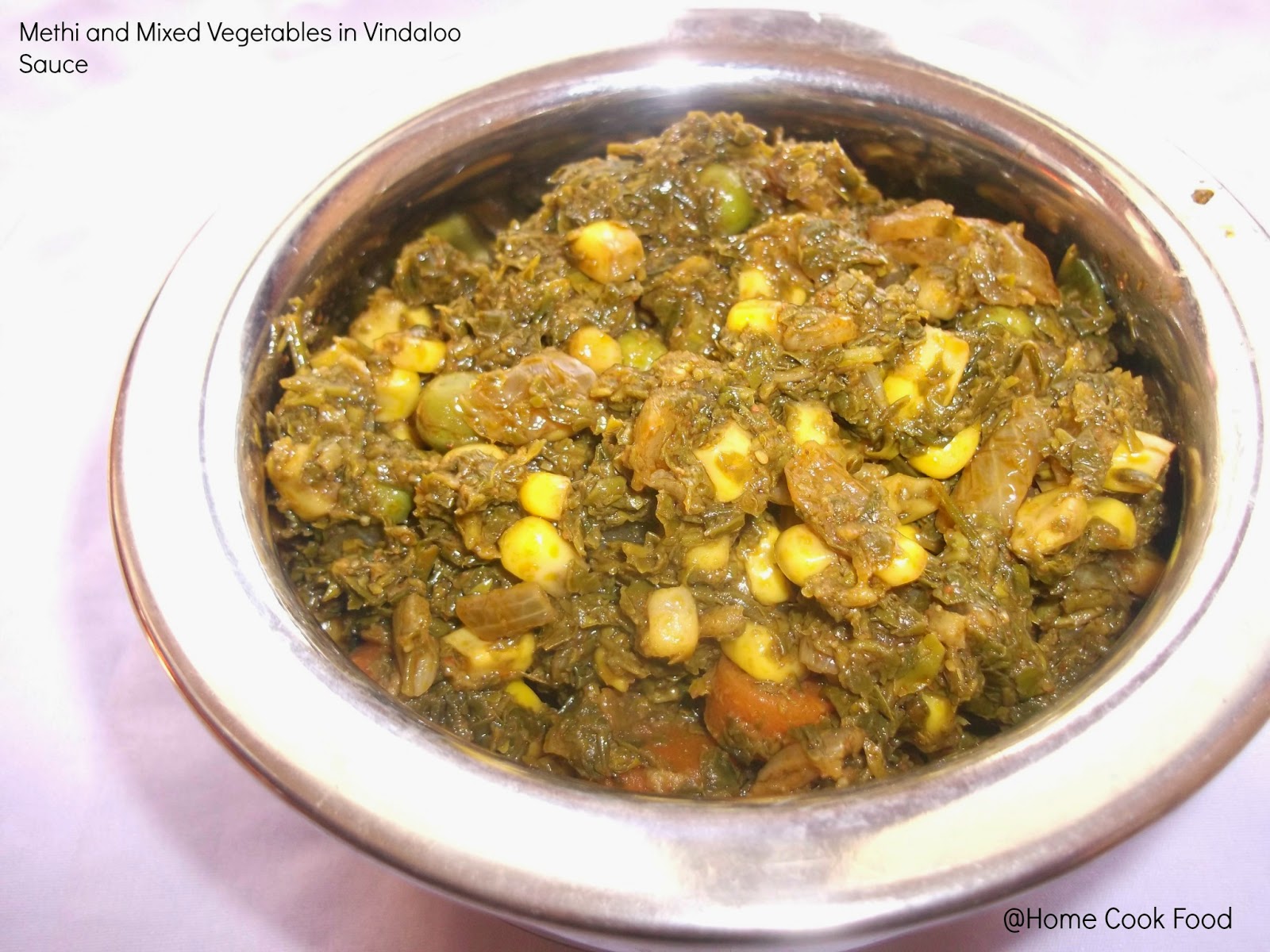 HCF: Methi (Fenugreek leaves) and Mixed vegetables in Vindaloo Sauce