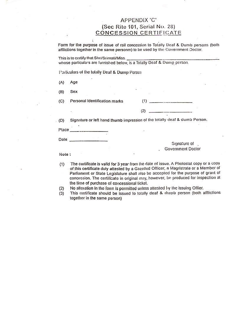 Forms19: Rail Concession form for DEAF & DUMP