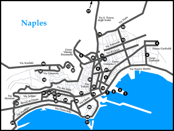 Map of Naples, Italy