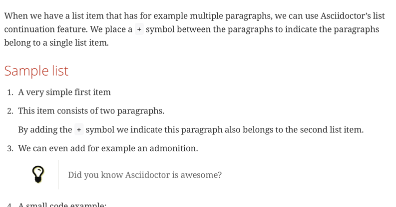 Awesome Asciidoctor Using Paragraphs In Lists With List Item Continuation Messages From Mrhaki