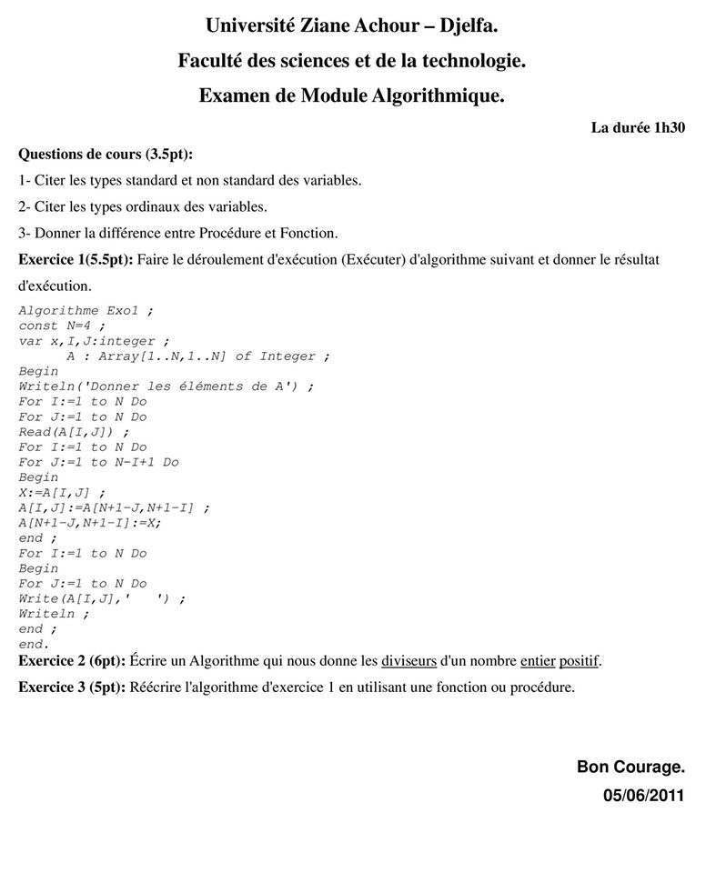 examen informatique corrigé