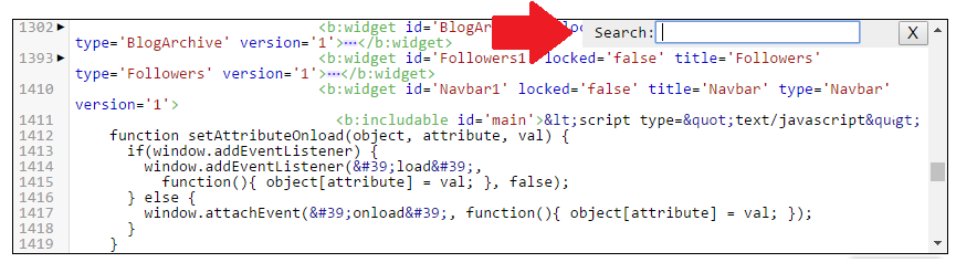 How to find things in Blogger's Theme editor