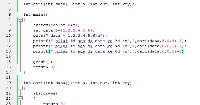 penjelasan notasi algoritma: FUNGSI PENCARIAN MENGGUNAKAN REKURSIF