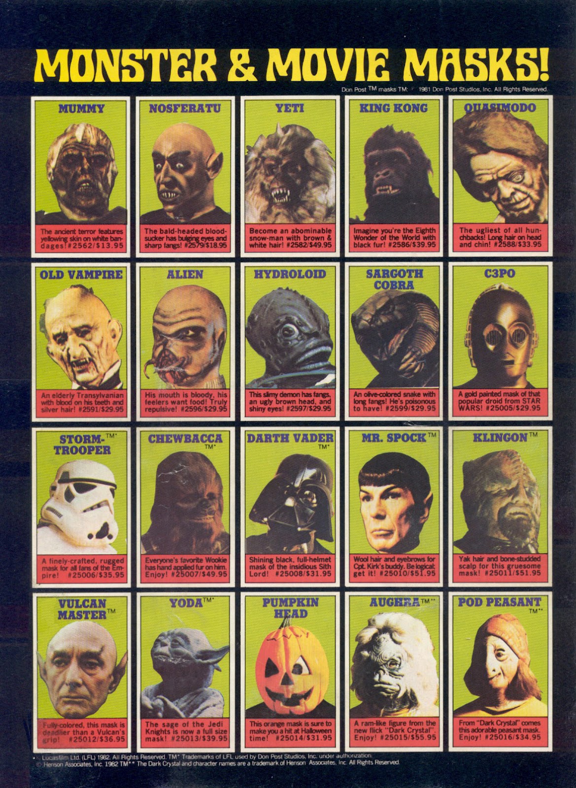 Don Post - Monster & Movie Masks Ad | Blood Curdling Blog of Monster Masks