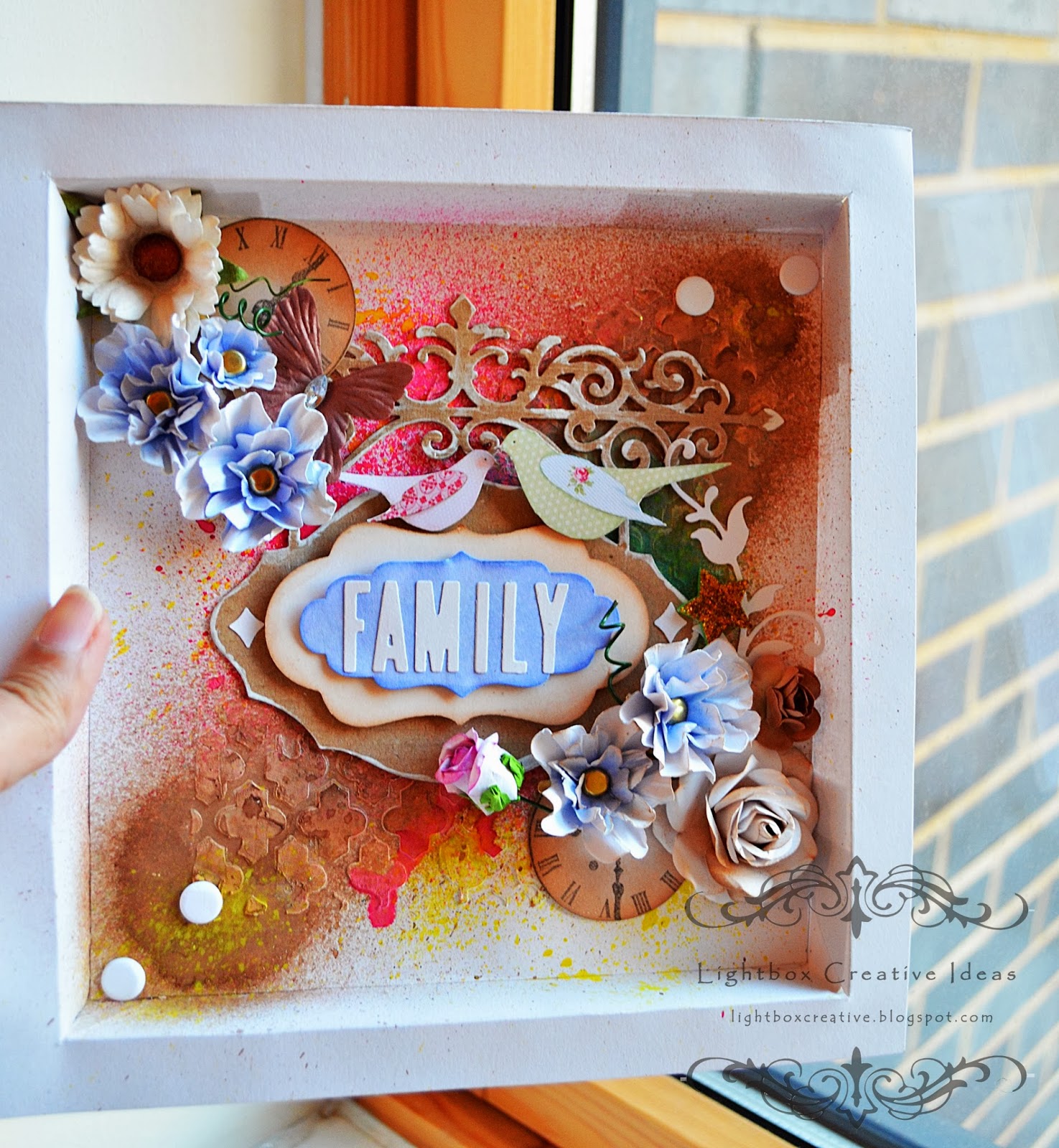 Lightbox creative Ideas: Family - mixed media shadow box
