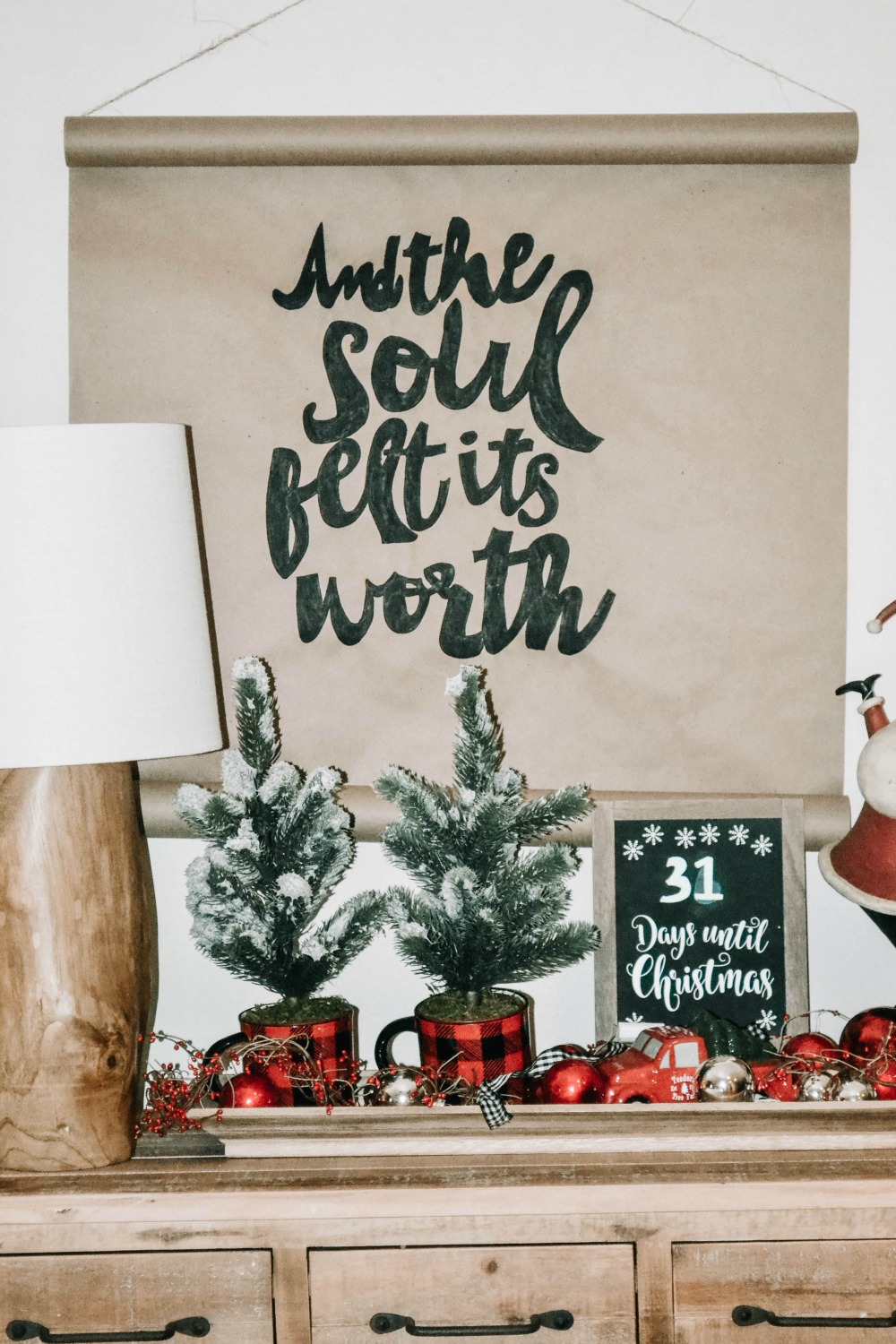 DIY Faux Hand-Lettered Holiday Scroll Wall Hanging
