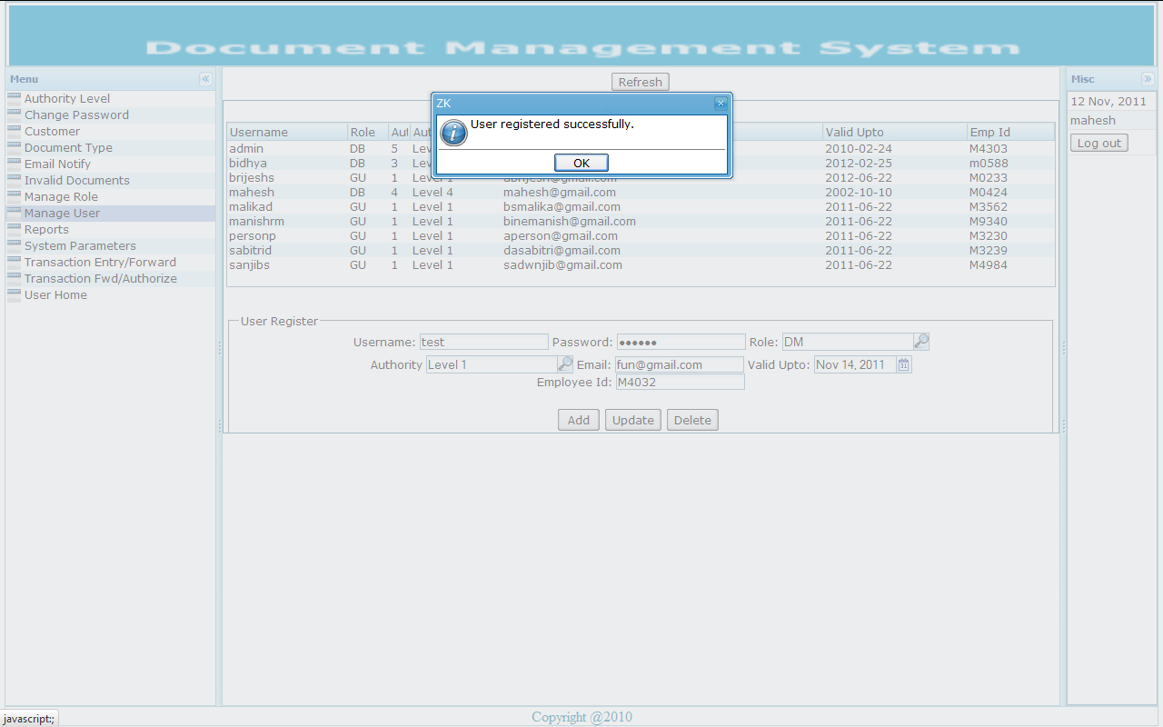 Oracle, Java, Php, Javascript, Document Management System, Mybatis: Document Management System ...