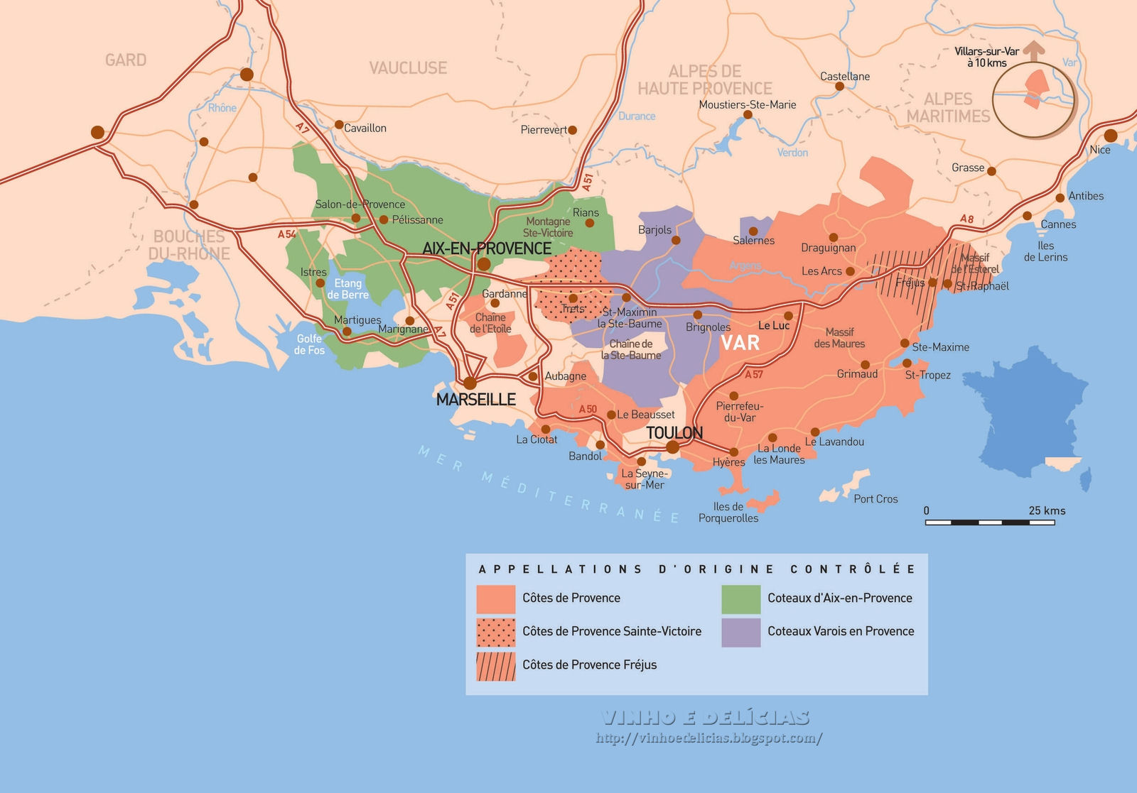 Vinho e Delicias - Sobre vinho: Mapas da PROVENCE - França