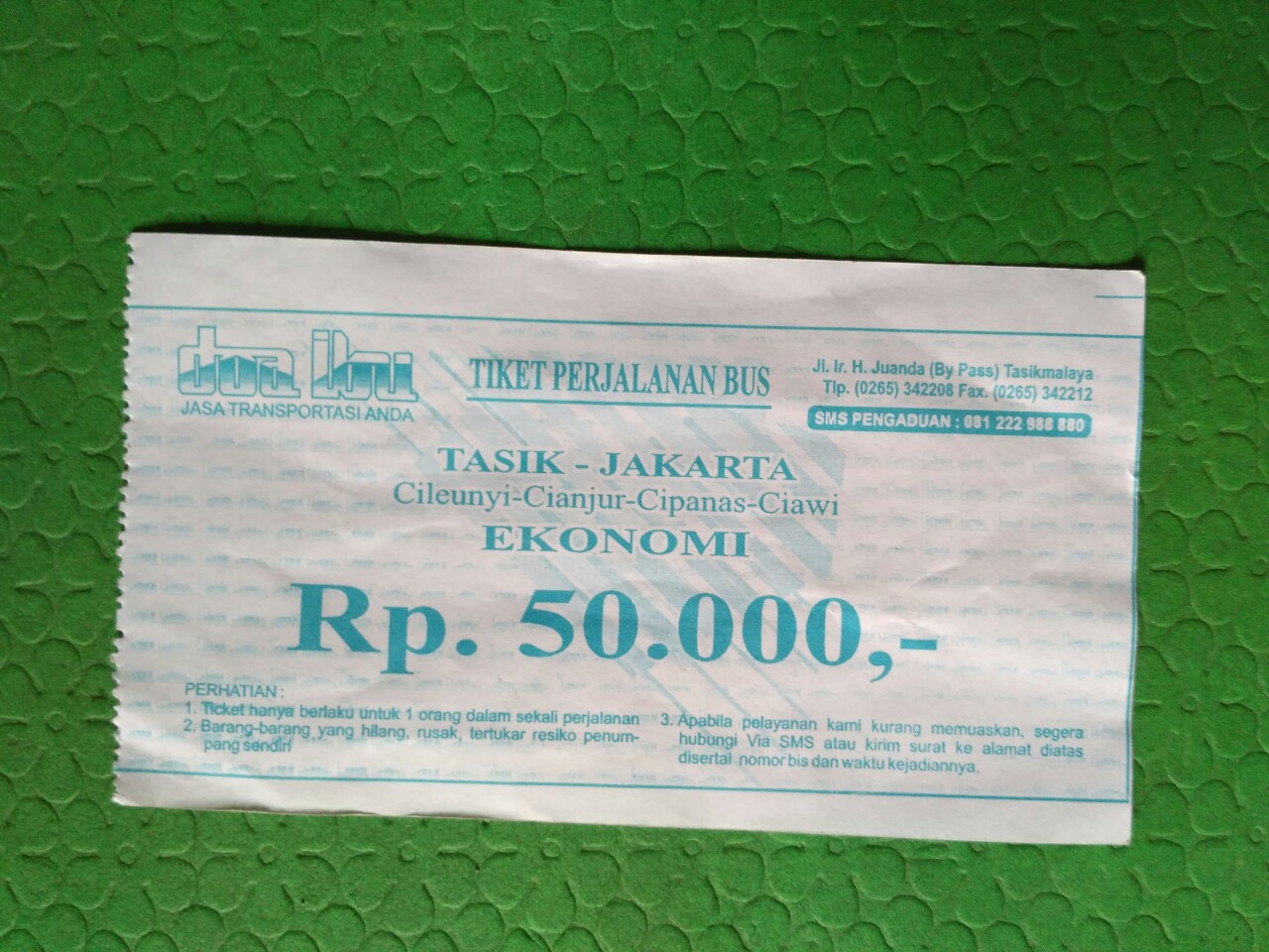 Caper Touring "One Stop Journey": Koleksi Karcis Bus