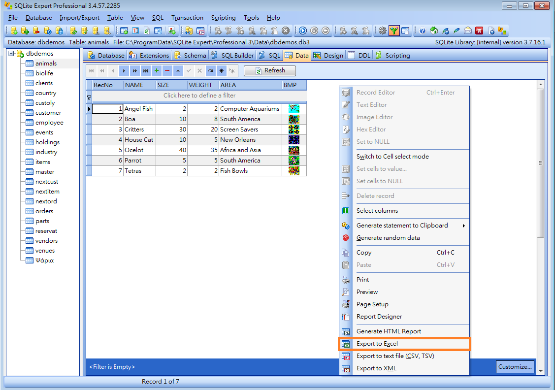 智慧生活科技專業社群 Android Sqlite Project Sqlite Expert Professional 運用excel匯出再經由cvs匯入功能測試