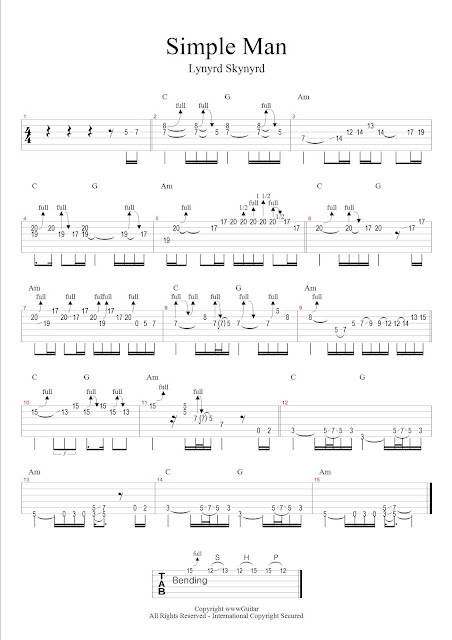 lynyrd skynyrd - simple man (tab) score
