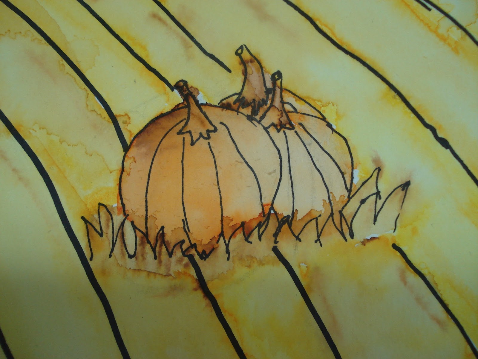a faithful attempt: One Point Perspective Pumpkin Patch Landscape