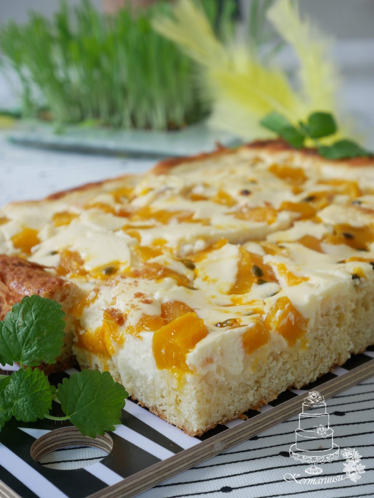 Kermaruusu: Mango-passion-rahkapiirakka (gluteeniton)