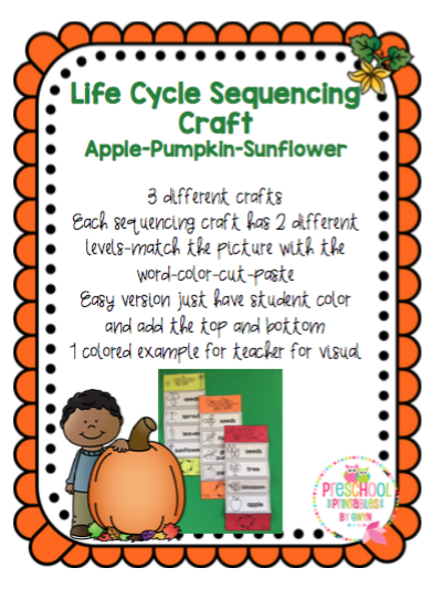 Life Cycle Sequencing Crafts- Apple-Pumpkin-Sunflower ~ Preschool ...