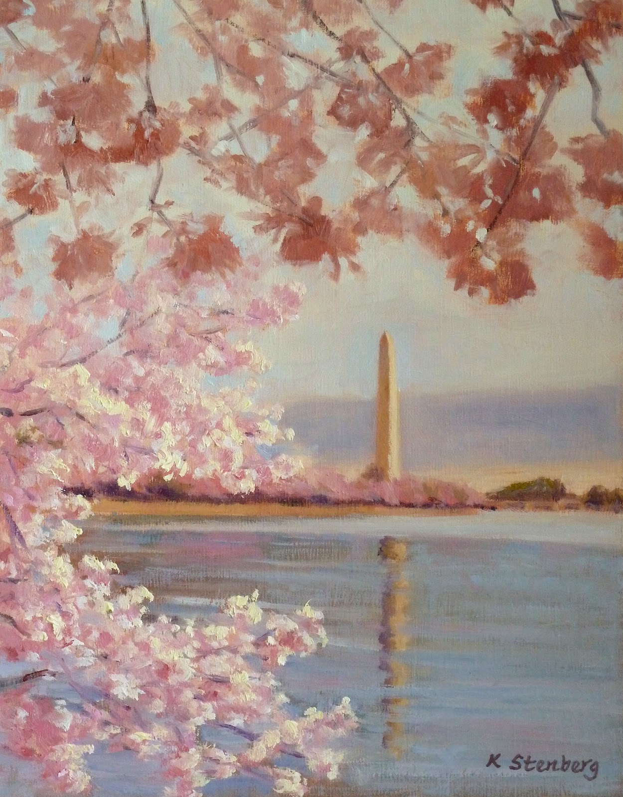 Kim Stenberg's Painting Journal: "Cherry Blossoms Cascading" (oil on ...