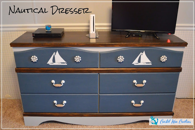 Coastal Mom Creations: Nautical Dresser with Stained Faux Wood