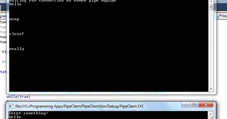 Simple Example of Using Pipes with C#