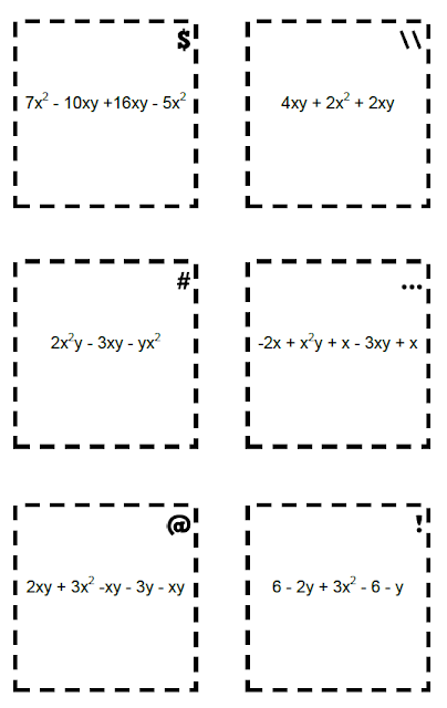 Jae Gets Real: Combining Like Terms Sorting Cards