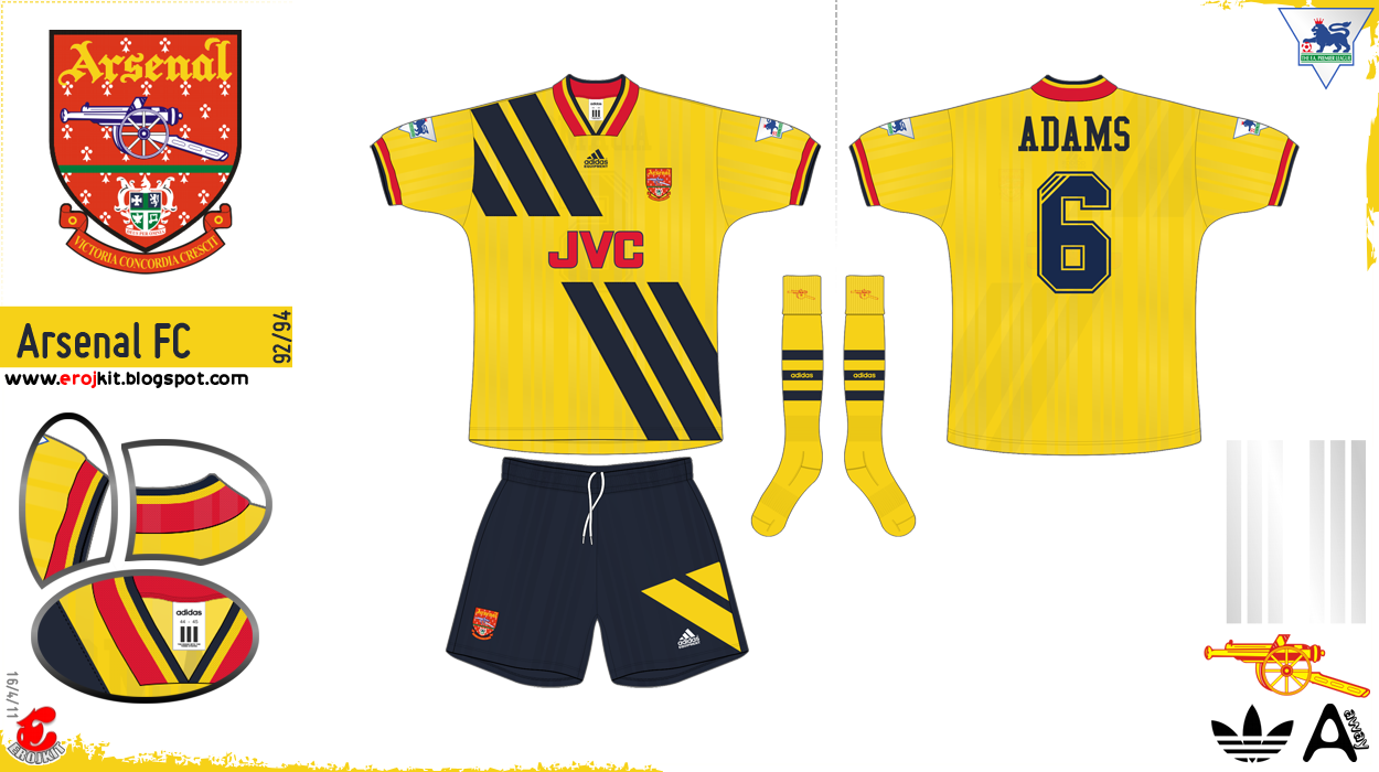 Kit Design, by eroj: 1992-94 Arsenal (Home e Away)