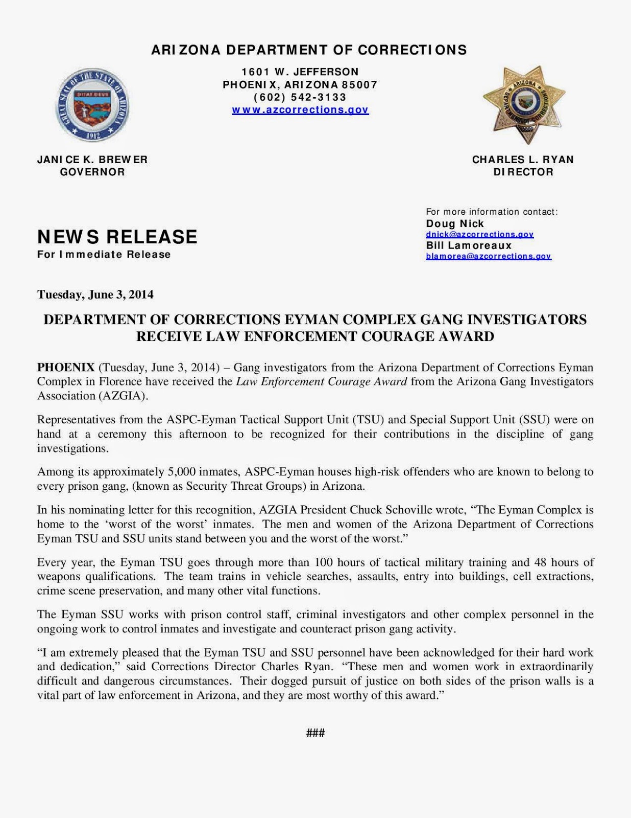 Arizona Prison Watch (retired): Cowardice at ASPC-Eyman: TSU officers ...