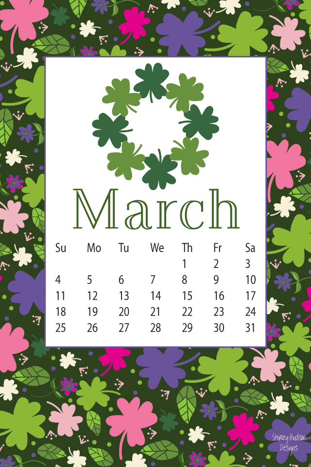 Hudson's Holidays - Designer Shirley Hudson: March calendar freebie