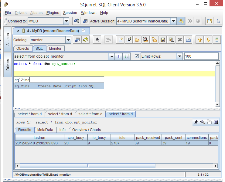 Generating INSERT statement from SELECT using SQuirreL SQL