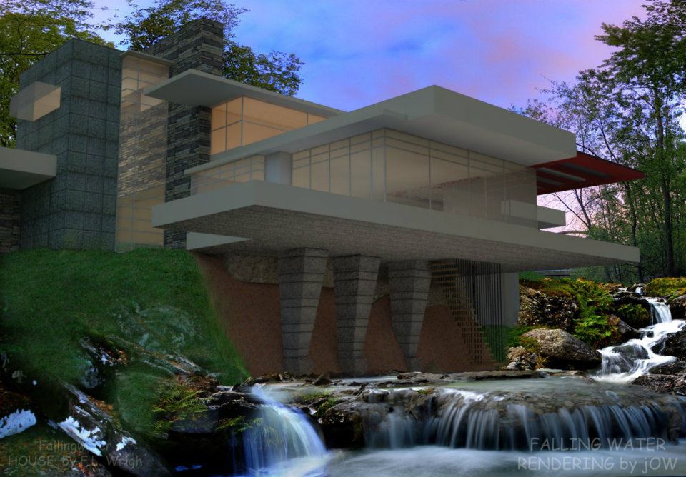 SKETCHUP TEXTURE: FALLING WATER HOUSE CHALLENGE ENTRY