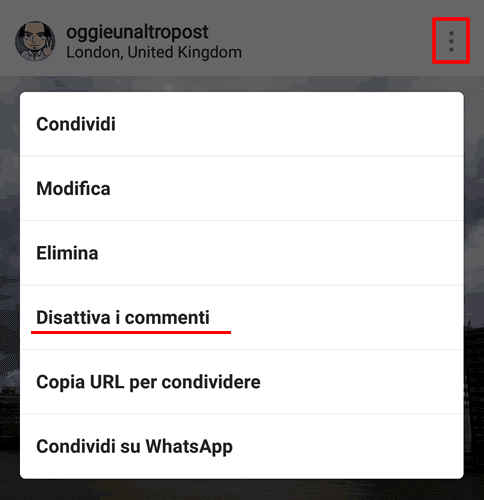 Come disattivare i commenti su Instagram | Oggi è un altro post