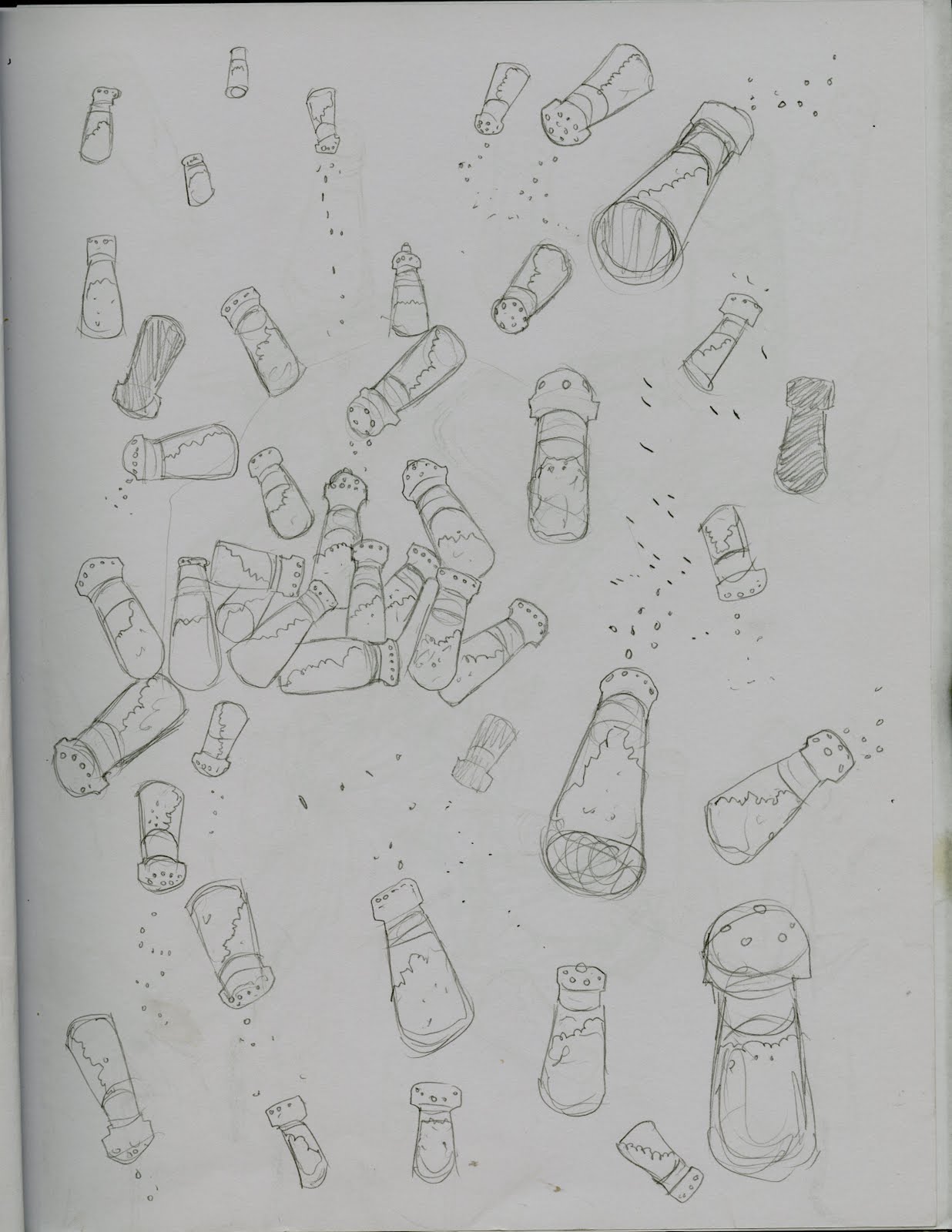 Brandon Mejia's Sketch book: 7 salt shaker drawings