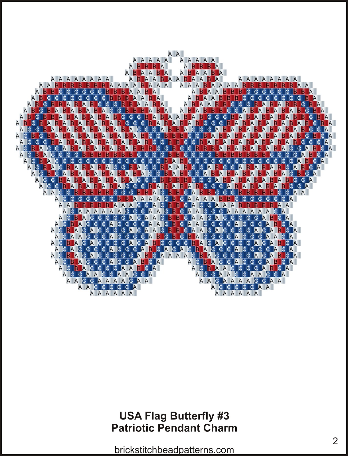 Brick Stitch Bead Patterns Journal: USA Flag Butterfly #3 Patriotic ...