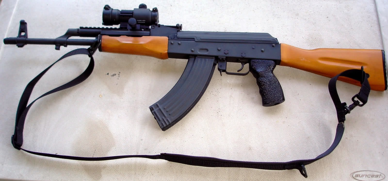 Modified AKM (AK-47) with Scope Having Wooden Fixed Stock