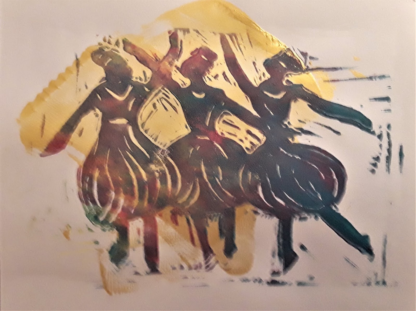 Tom Wagen's Art: Dancing Ladies Block Print (Revisited)