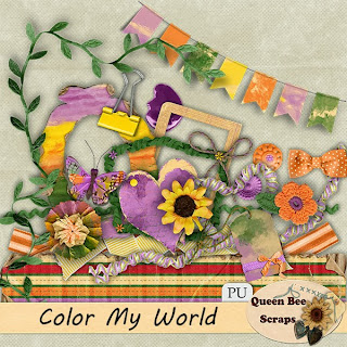 Queen Bee Scraps: Color my world and a free cluster