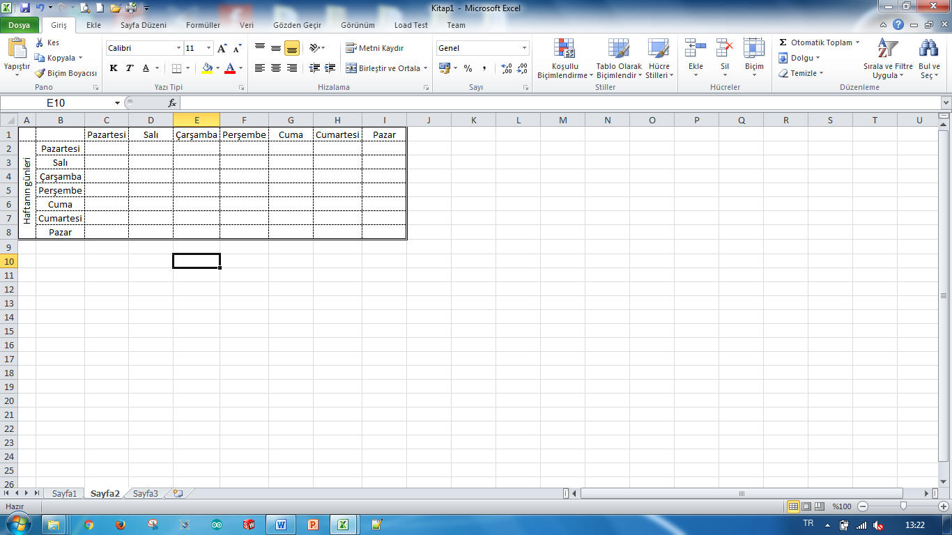 Excel'de tablo hazırlama,hücre çoğaltma,hücre birleştirme gibi konular ...