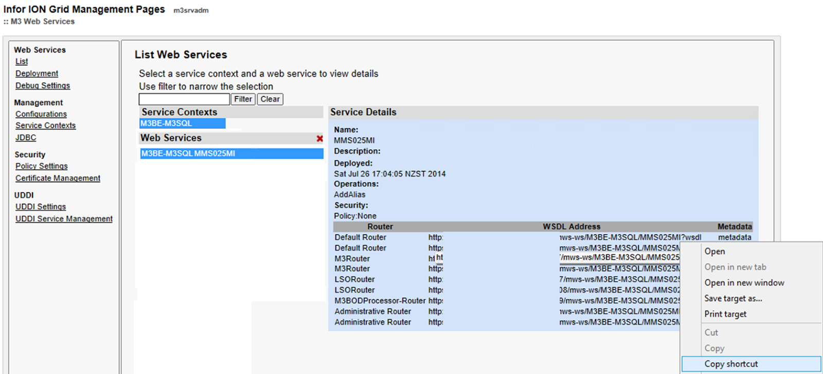 movex blog: Building a M3 Web Service over an API and SQL Server's FOR XML