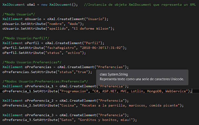 Escritura de archivos xml - XmlDocument