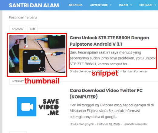 Cara Membuat Thumbnail Dan Snippet Pada Halaman Utama Blog - Santri Dan ... Cara Membuat Thumbnail Dan Snippet Pada Halaman Utama Blog - Santri Dan ...