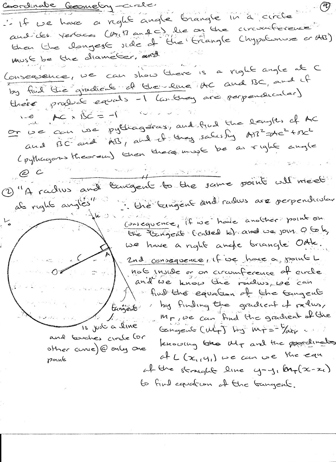 A Level Maths Notes: Coordinate Geometry - Circles